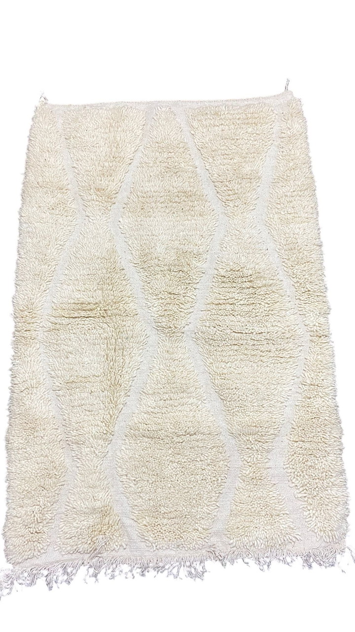 Authentic Berber Carpet - Minimalist Diamond Pattern in Natural Wool ...