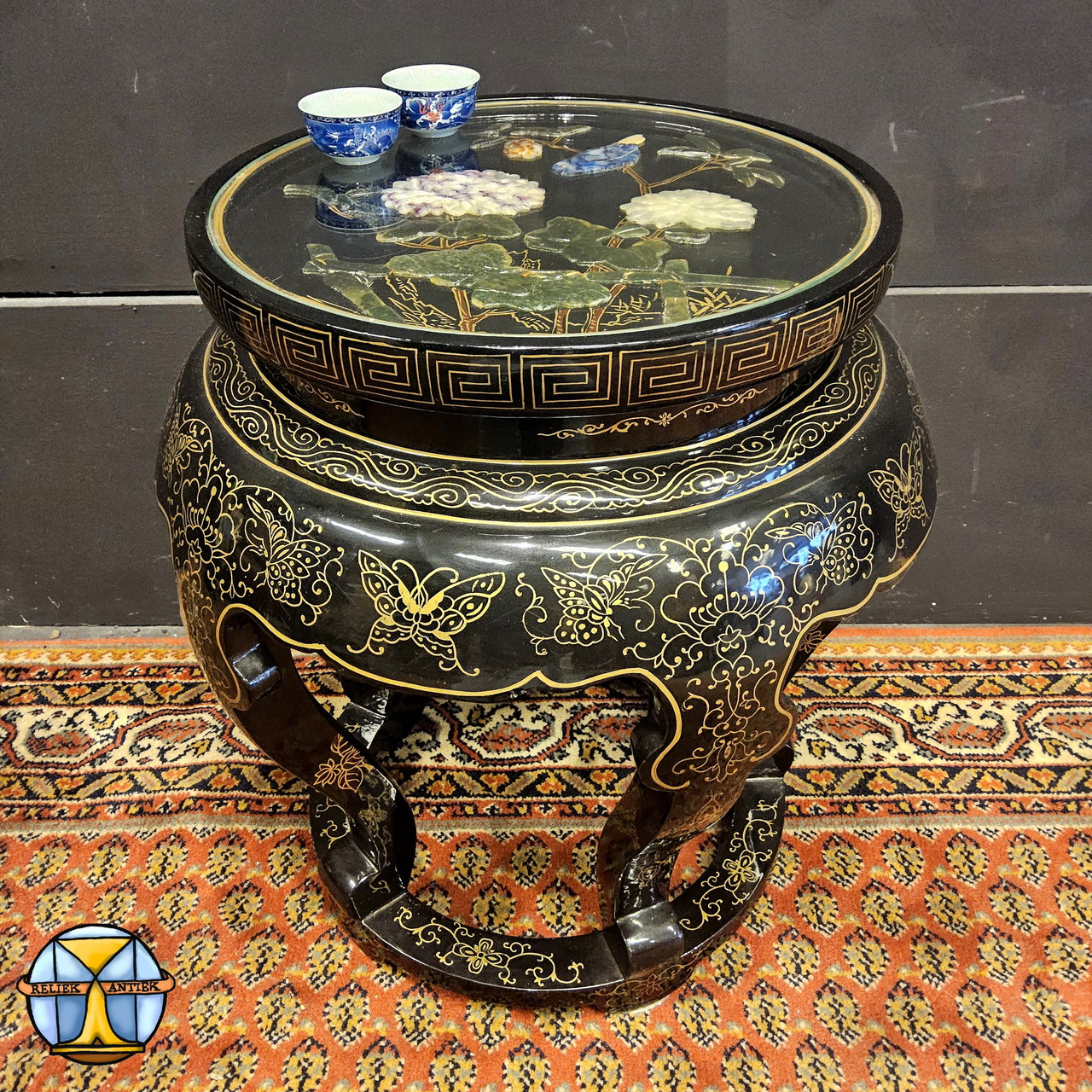 Vintage Chinese Side Table Soapstone / Oriental Table / Bohemian, Asian ...