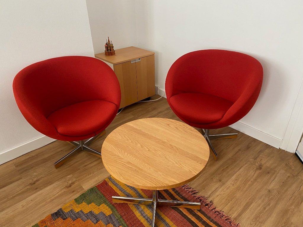 Stokke/Varier "Planet" - 2 design armchairs + rare original side table ...