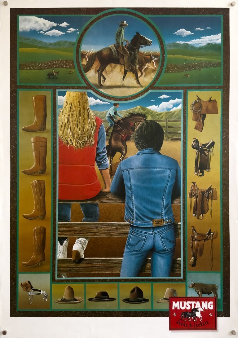 Mustang Jeans & Jackets "Horse" – c. 1980s – Original vintage A1 Poster ...