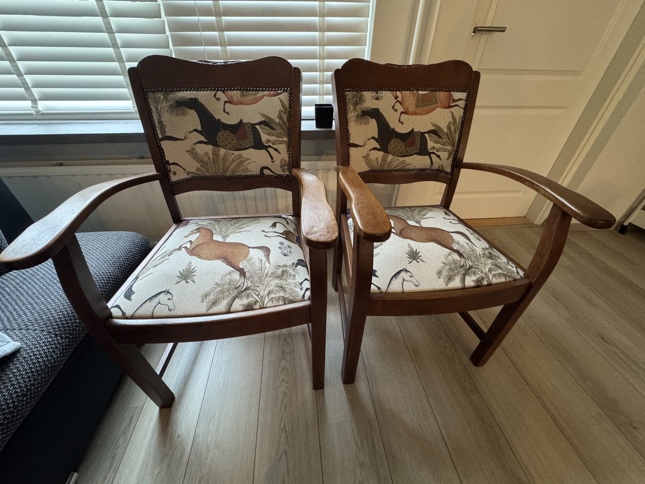 2 x Antique Chairs with Alhambra fabric | €315 | Whoppah