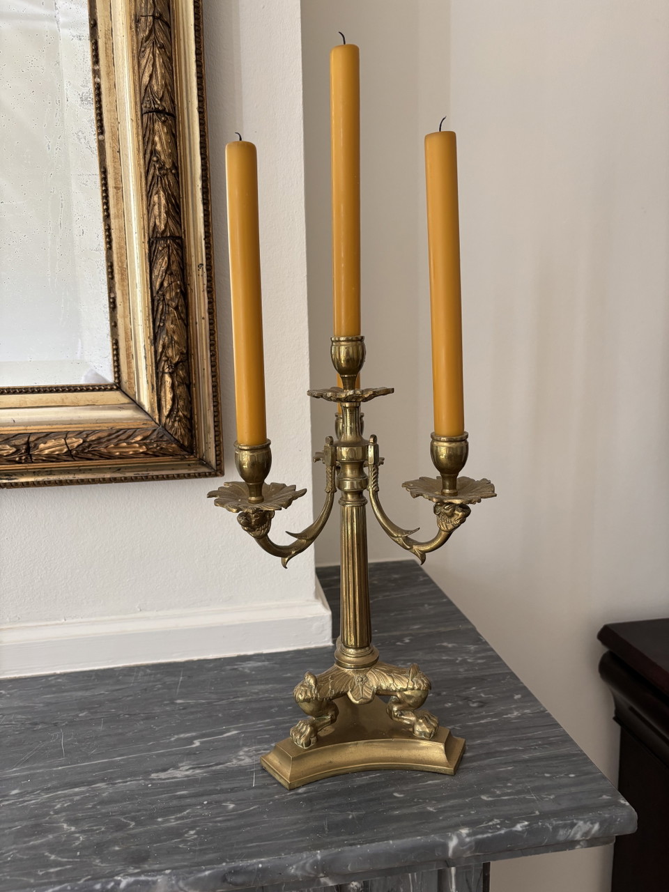 Antique Empire Candlestick - Gold, Lion Heads, 4 Arms | €260 | Whoppah