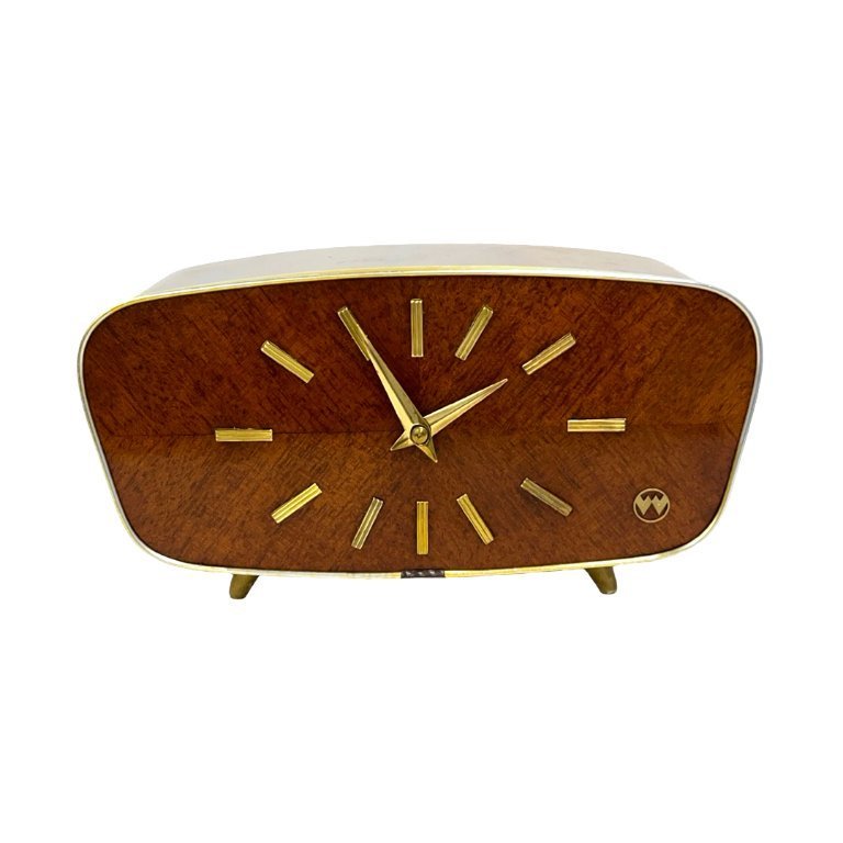 Weimar Walnut Veneer Mantel Clock, 1960s, West Germany, Mid-Century ...