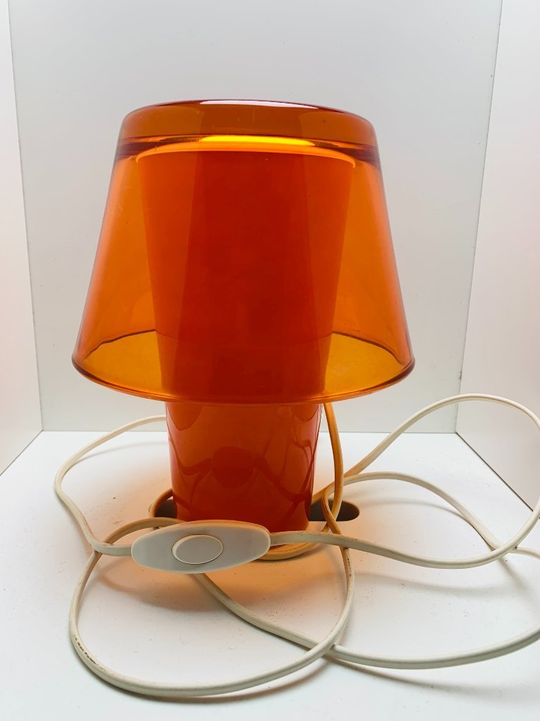 Lámpara de mesa Ikea Gavik, pieza vintage rara, cristal naranja, años ...