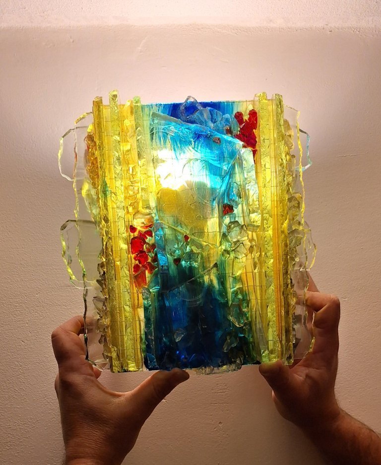 Rare wall lamp 'Chartres' - Willem van Oyen - Stained glass artwork | € ...