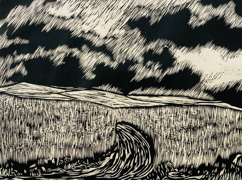 Libbe Venema - Paisaje en linograbado vintage - años 80 | €65 | Whoppah