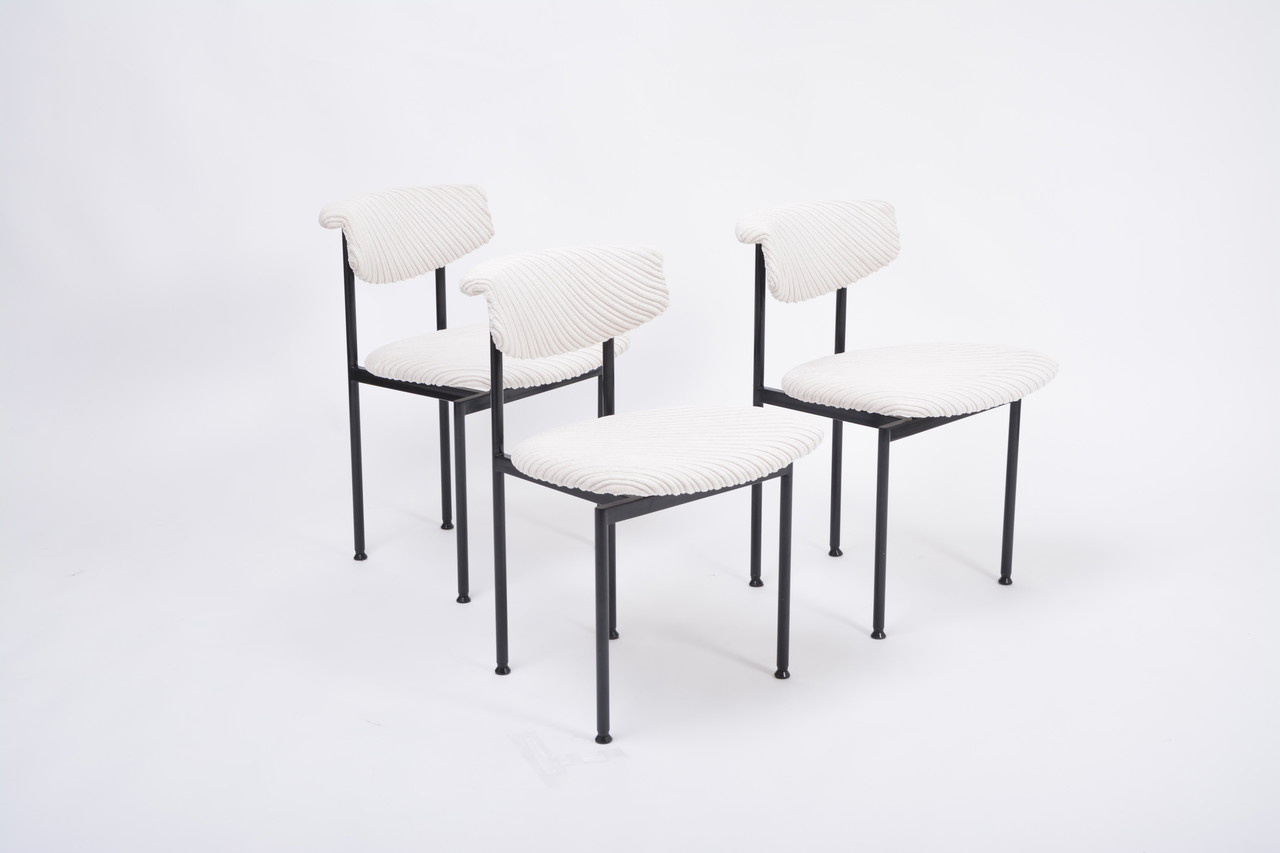 Set of Three White Dutch Reupholstered Alpha Chairs Designed by Rudolf ...