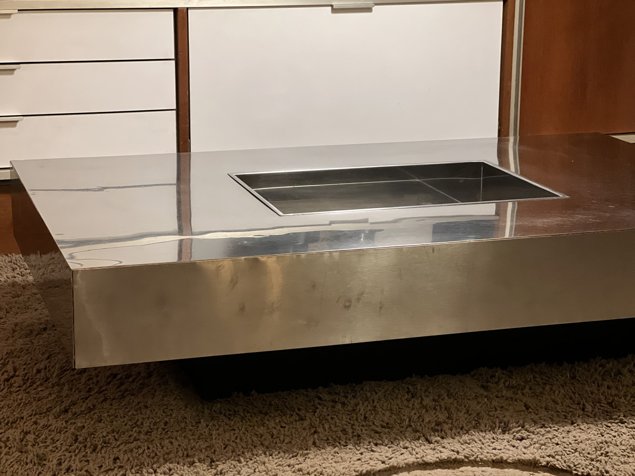 Table Basse Willy Rizzo, Trv Rectangulaire Entièrement En Acier Brossé ...