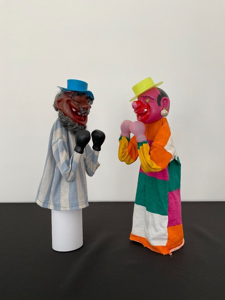 Pair of Vintage Boxing Hand Puppets Asian Man and Clown | €199 | Whoppah