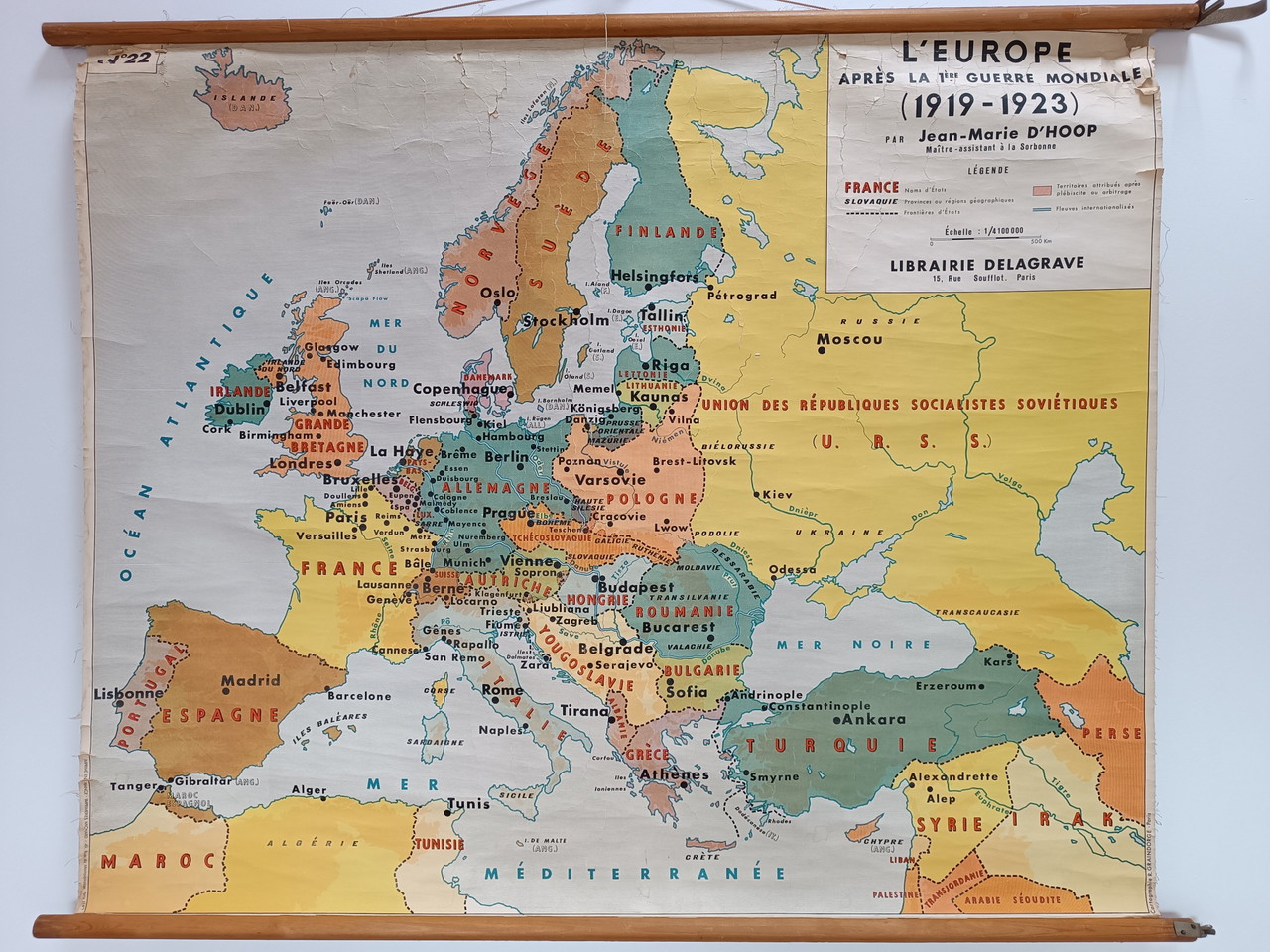 Vintage school wall map - Europe 1918-1923 | €75 | Whoppah