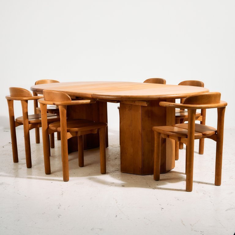 MK10590 Alder wood dining set by Erwin Berghammer for Team 7, Set of 7 ...