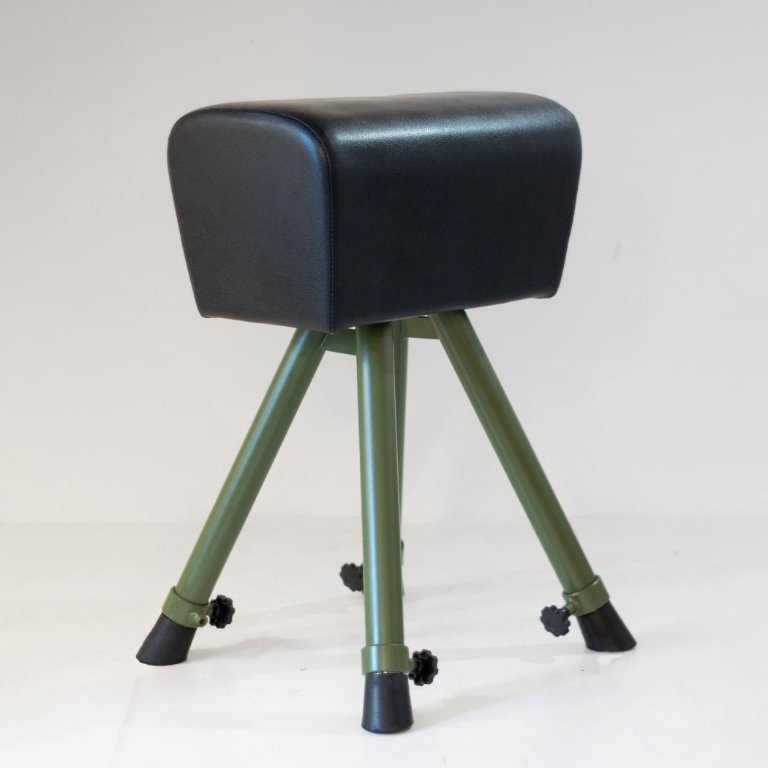 1x Mid-Century Modern Industrial Vaulting Horse Bench, Green Metal ...