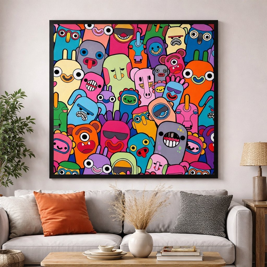 Pintura de dibujos animados de Happy Chaos - arte pop - Franklin van ...