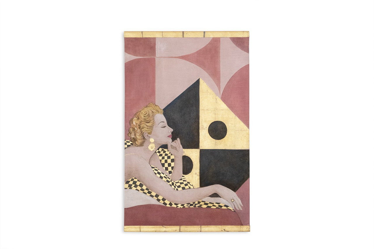 Painted Canvas Representing an Elegant Woman 1950's Style. Contemporary ...