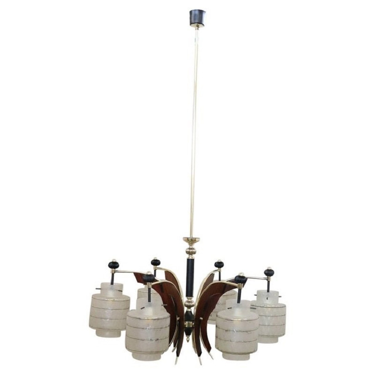 Mid Century Italiaanse kroonluchter, zes bollen | €899 | Whoppah