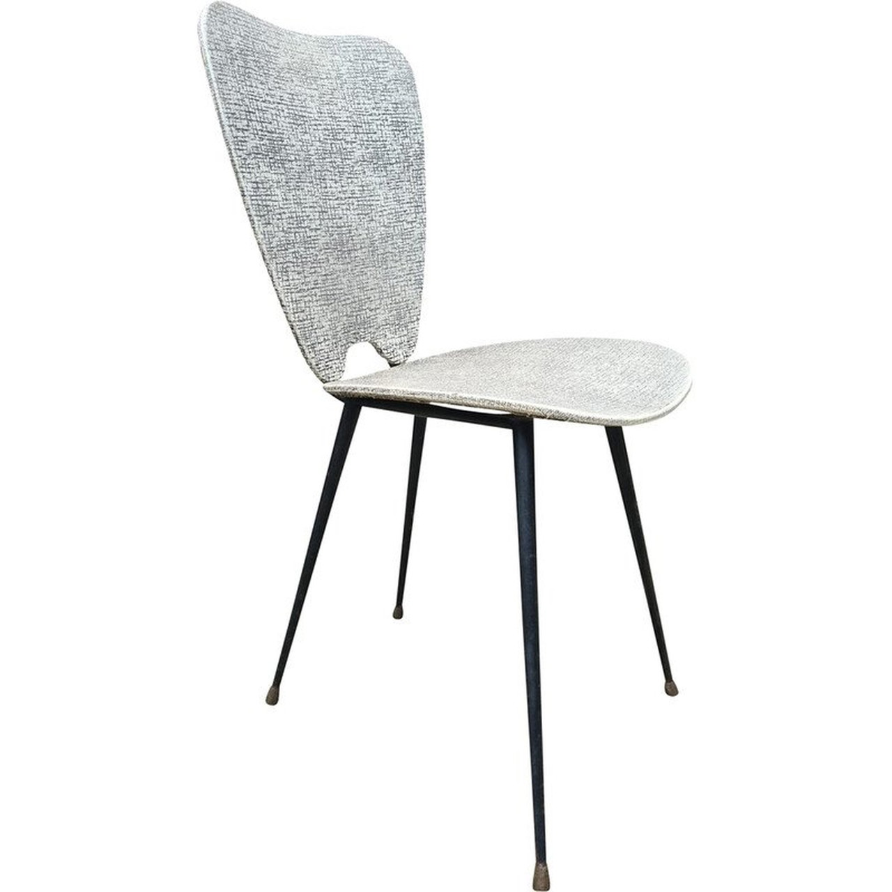 Set van 4 vintage stoelen van Jacques Hitier, staal en messing, 1960 ...