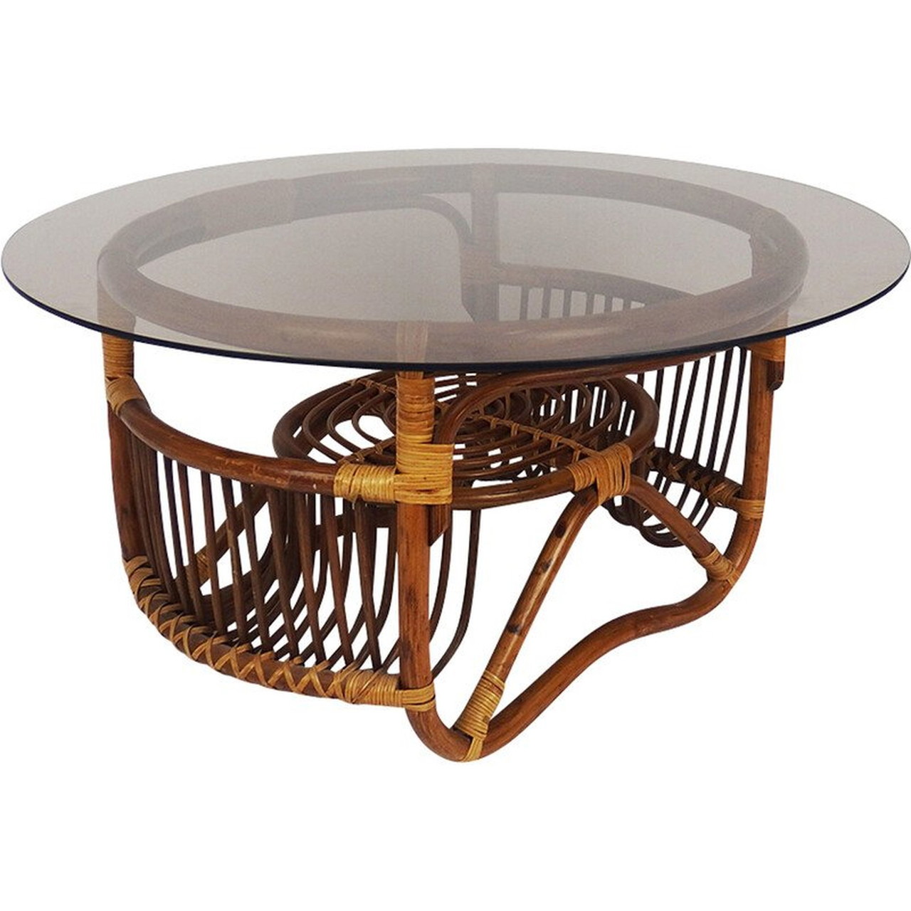 Vintage rotan en glazen salontafel, Italië 1970 | €600 | Whoppah