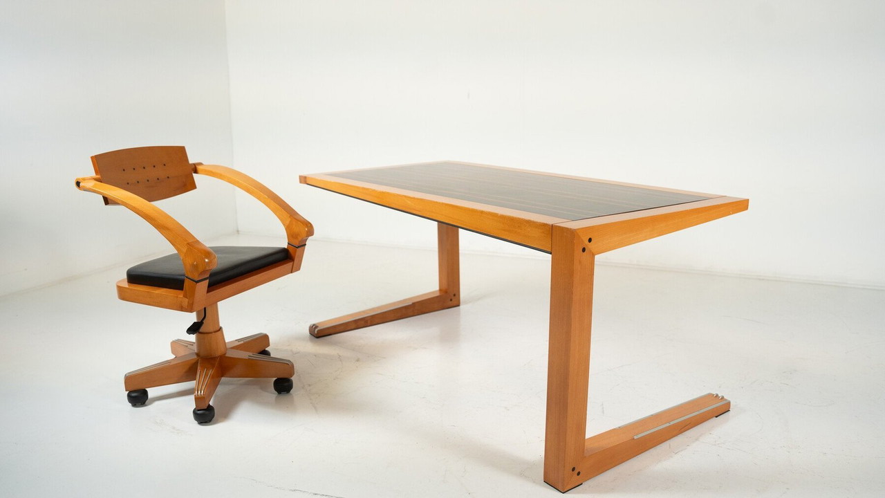 Mid Century Bureau en Bijpassende Stoel Door Massimo Scolari Voor ...