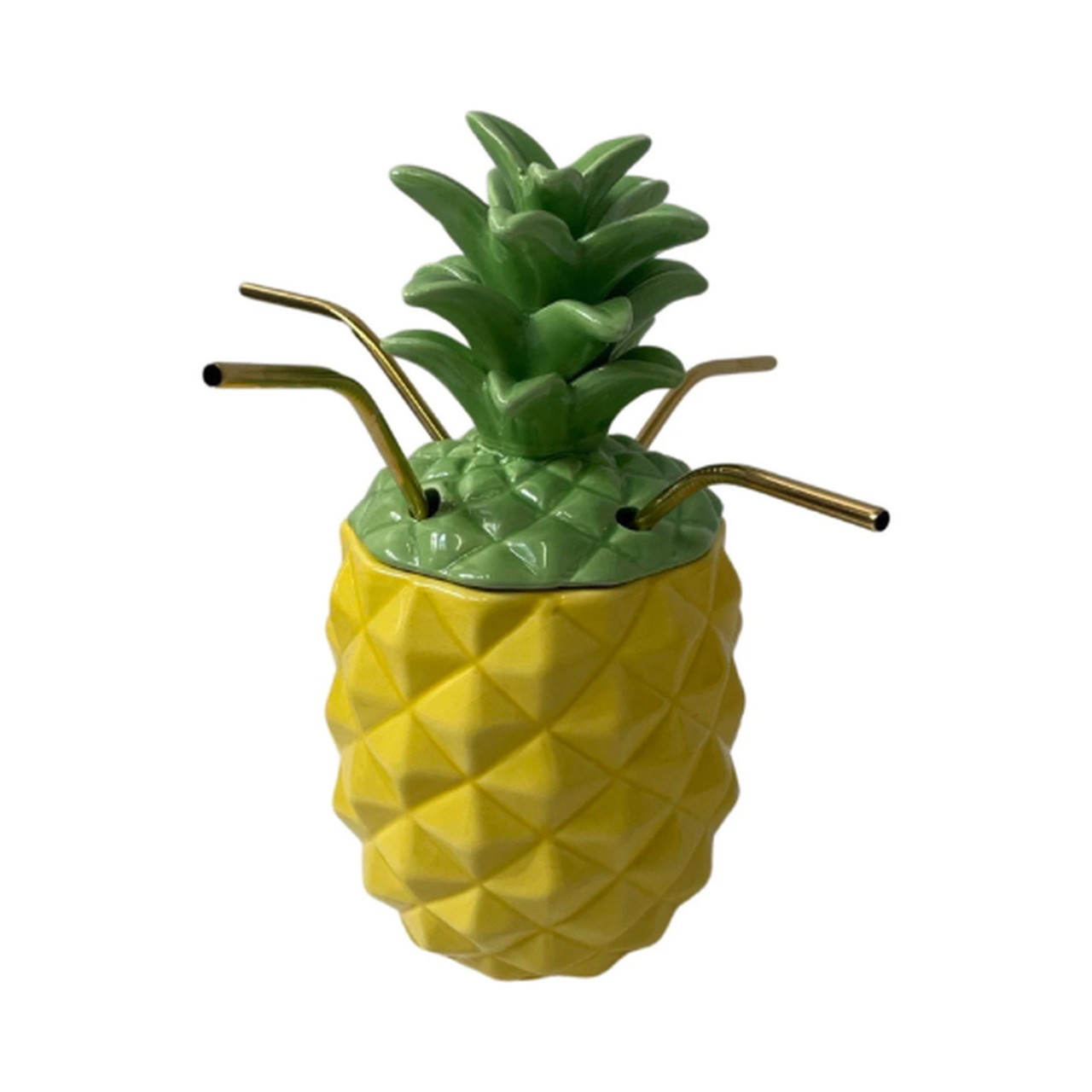 Vintage - Keramische Tiki mok - Ananas vorm - Inclusief 4 nieuwe ...