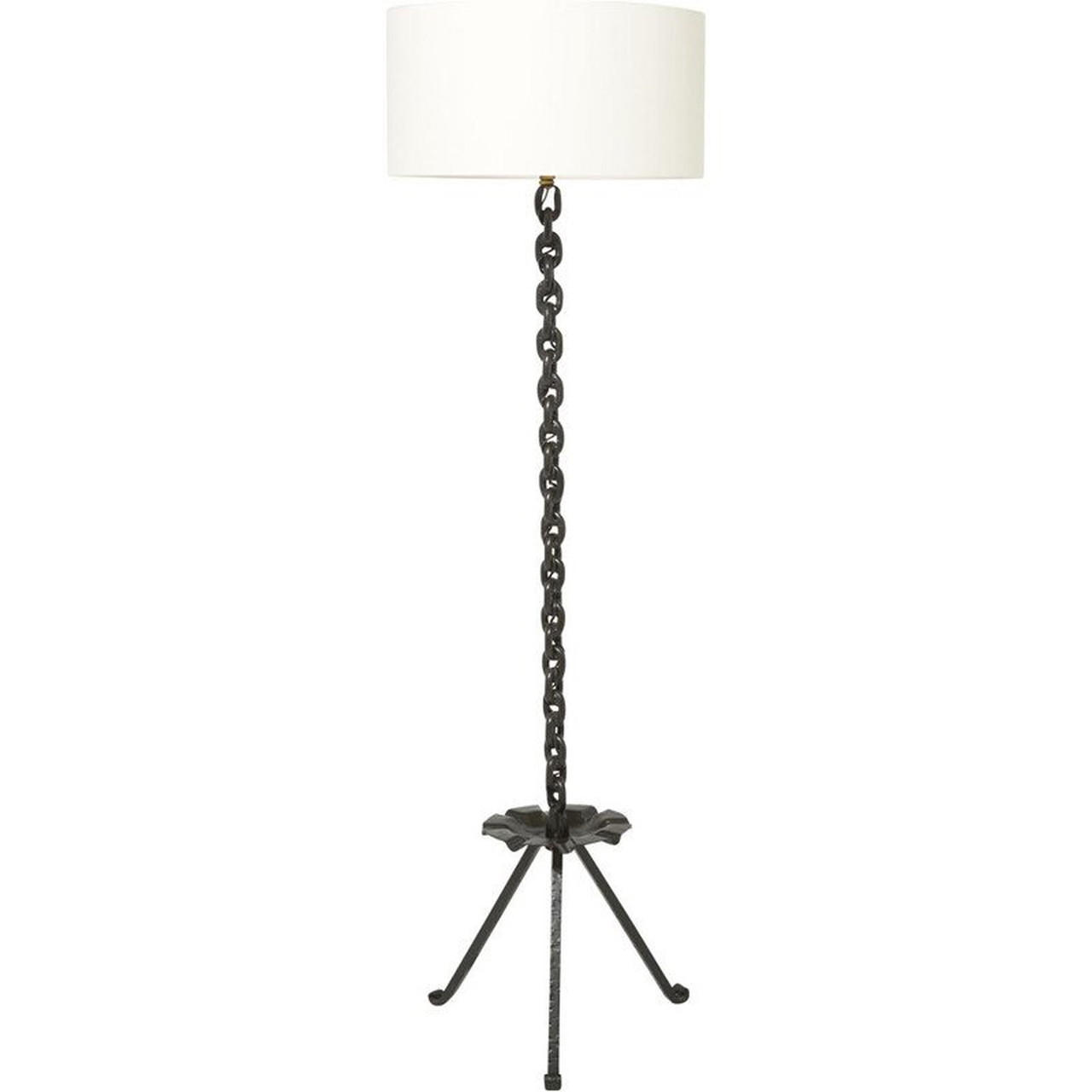 Vintage modernistische vloerlamp in smeedijzer en zwart gelakt hout van ...
