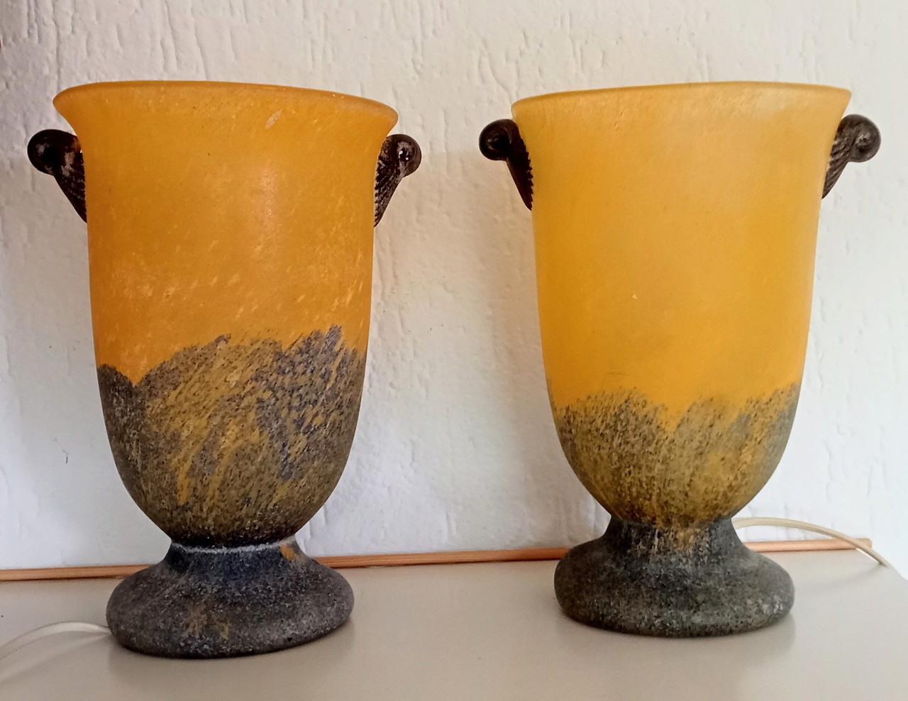 2x GS DVE mondgeblazen oor kelk model glas lampendel | €219 | Whoppah