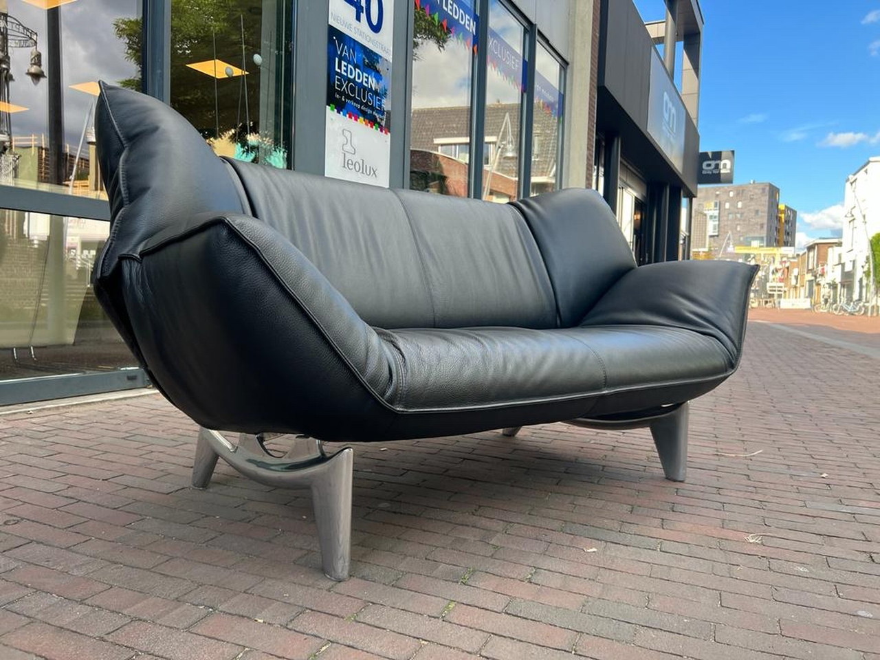 Leolux tango 2 zits bank zwart leer | €2,250 | Whoppah