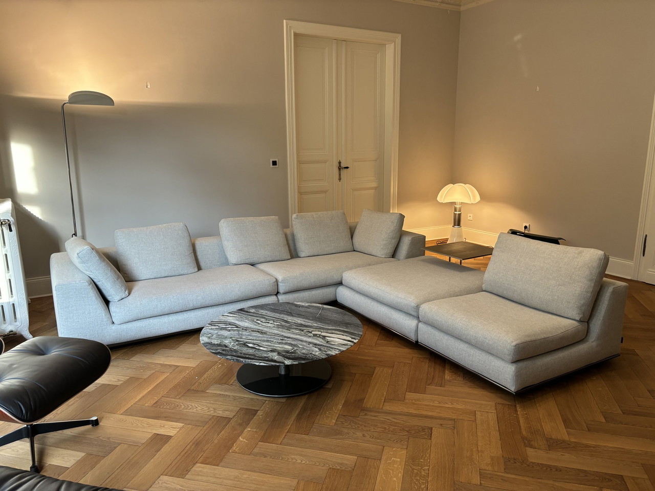 Minotti Hamilton modular corner sofa in fabric G Pitti corda | €11,870 ...