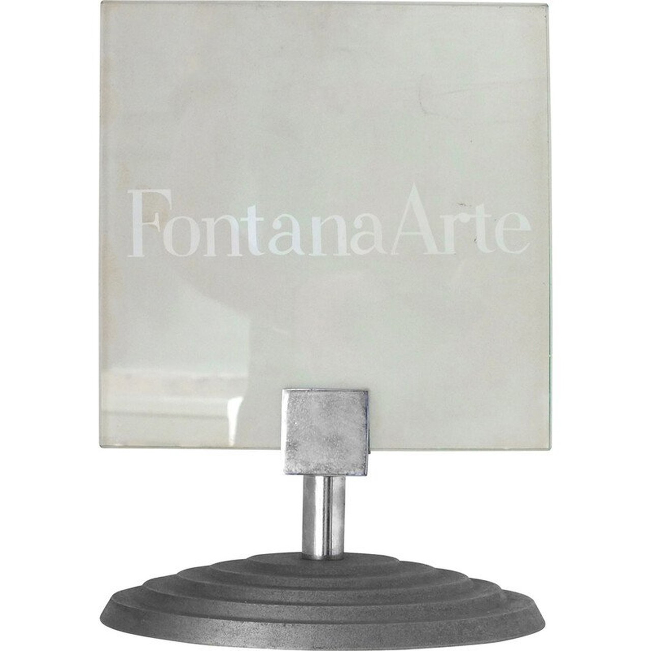 Vintage etched frosted glass table signs for gallery by Fontana Arte ...