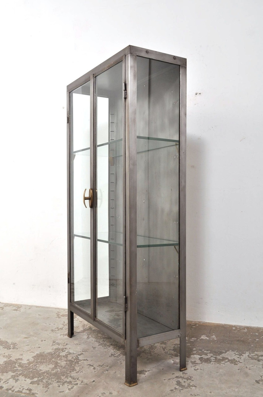 Vintage Pharmacy Cabinet Display Case Metal Look