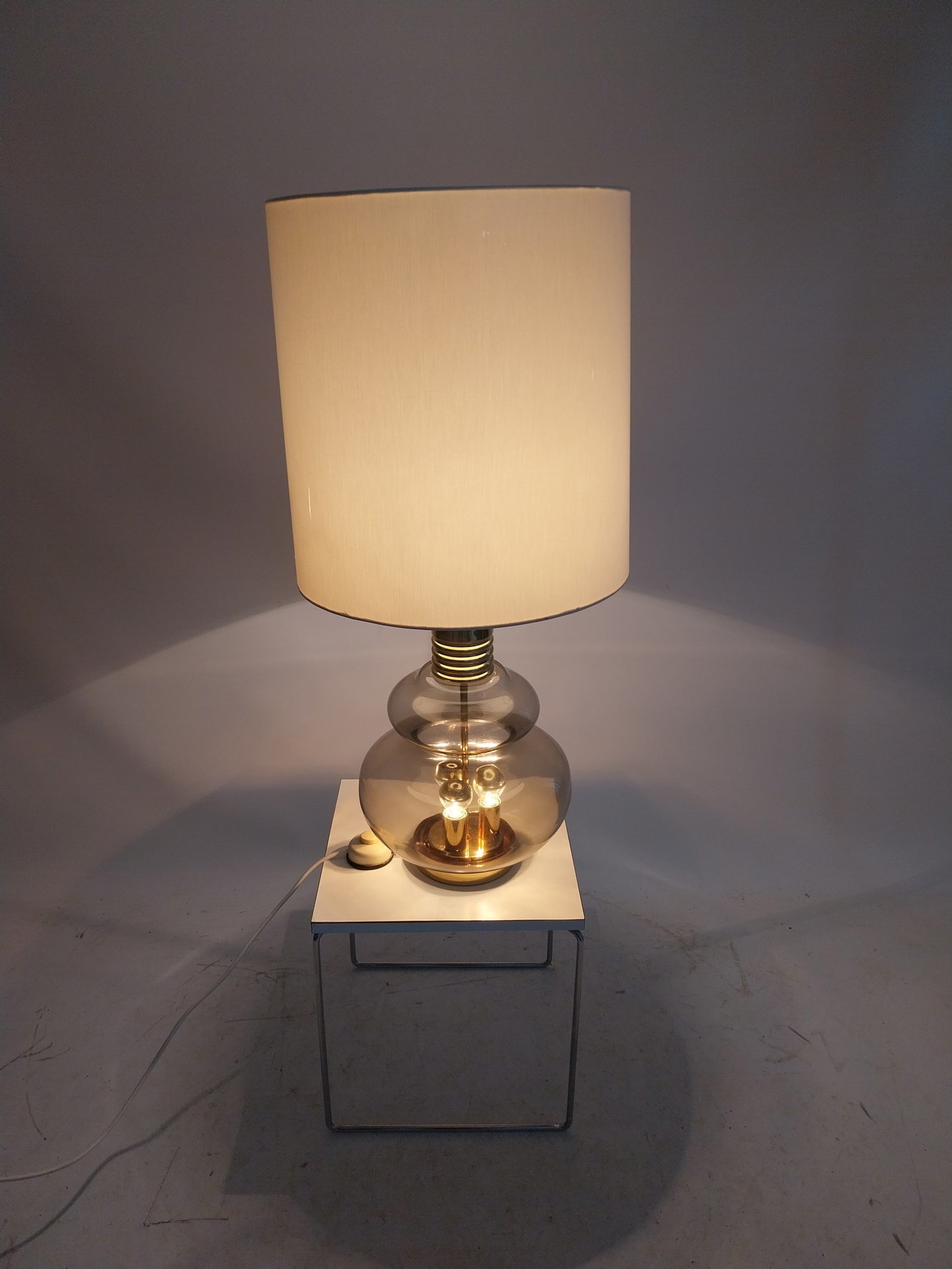 1 x Doria leuchten glass and brass table lamp. 1960s