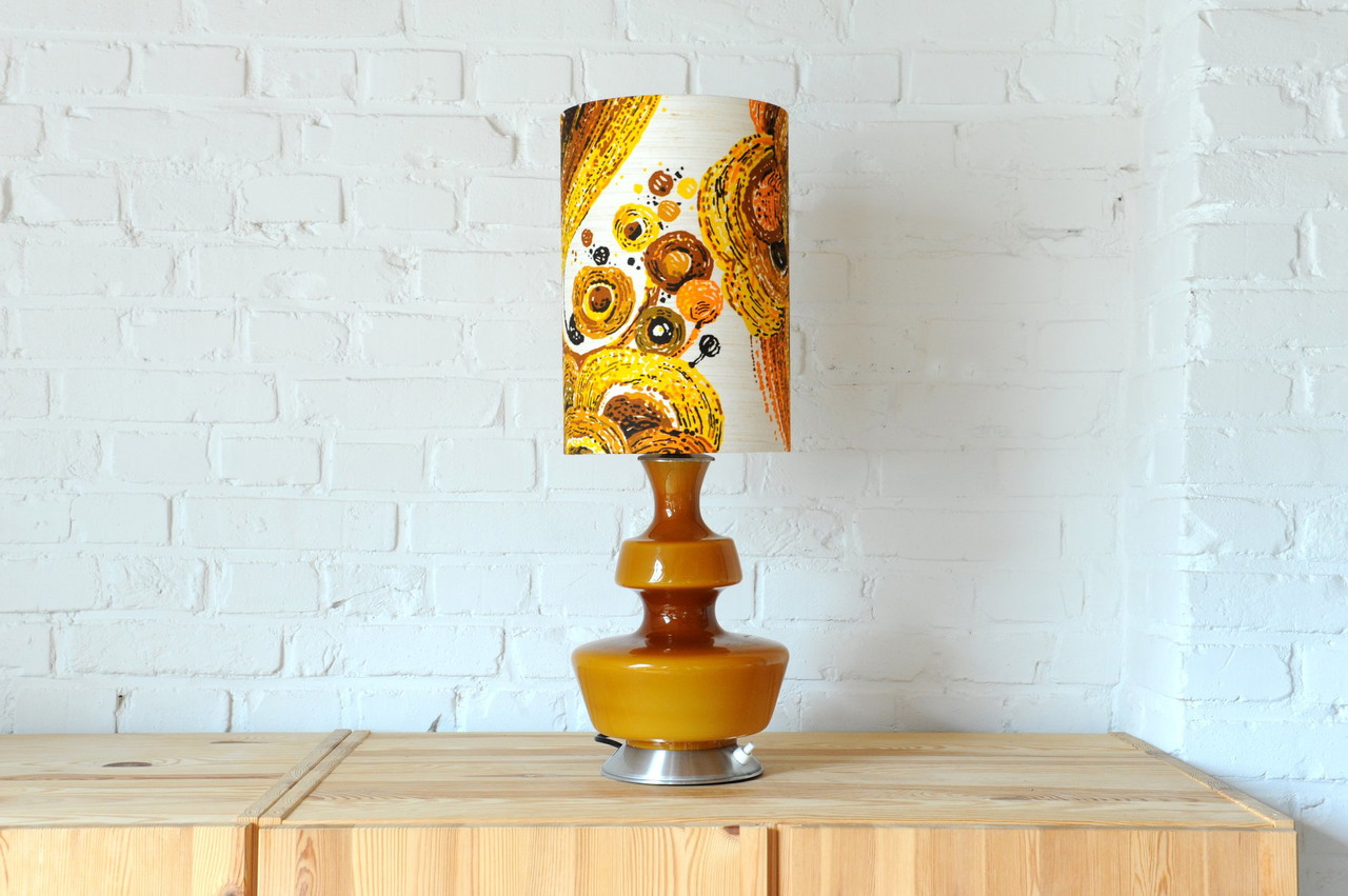 Vintage De Rupel ochre yellow glass table lamp with new handmade ...