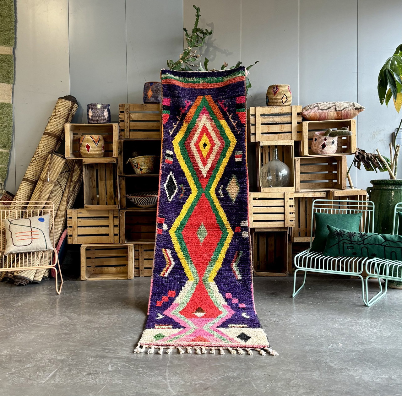 Colorful Traditional Boho Moroccan Rug | €637 | Whoppah
