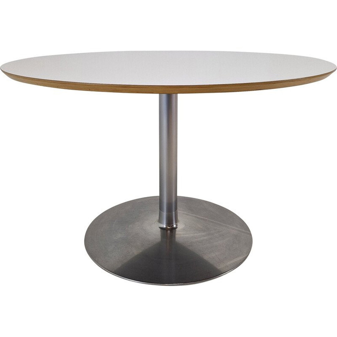 Vintage round dining table in white veneered wood by Pierre Paulin for ...