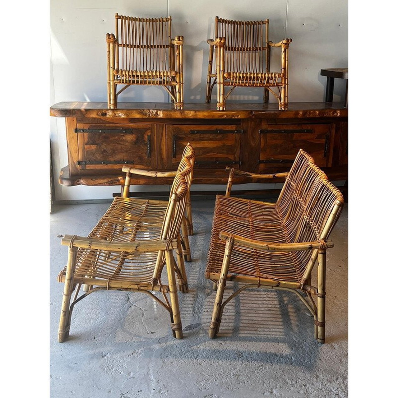 Vintage bamboo and rattan living room 1970 3 000 Whoppah
