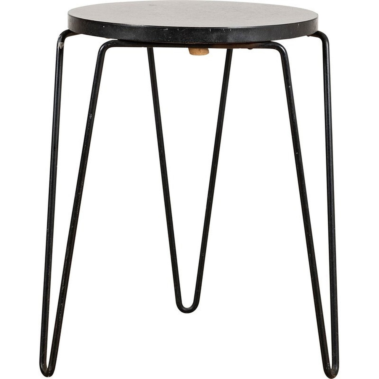 Vintage "75" model stool in black melamine wood and metal by Florence ...