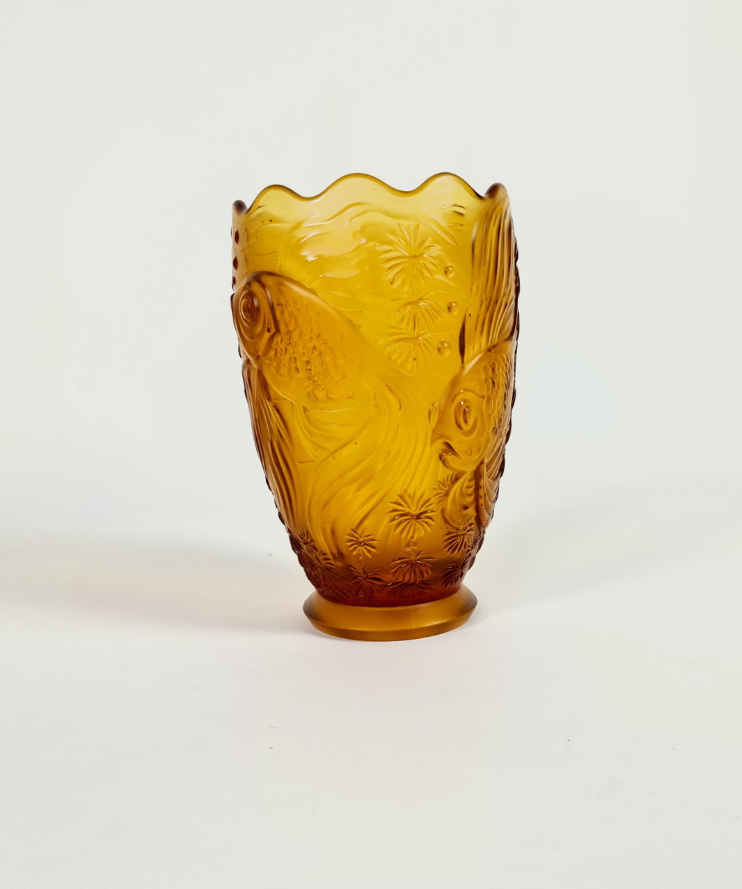 Josef Inwald - Barolac - "Koi carp" - pressed glass vase - satin glass ...