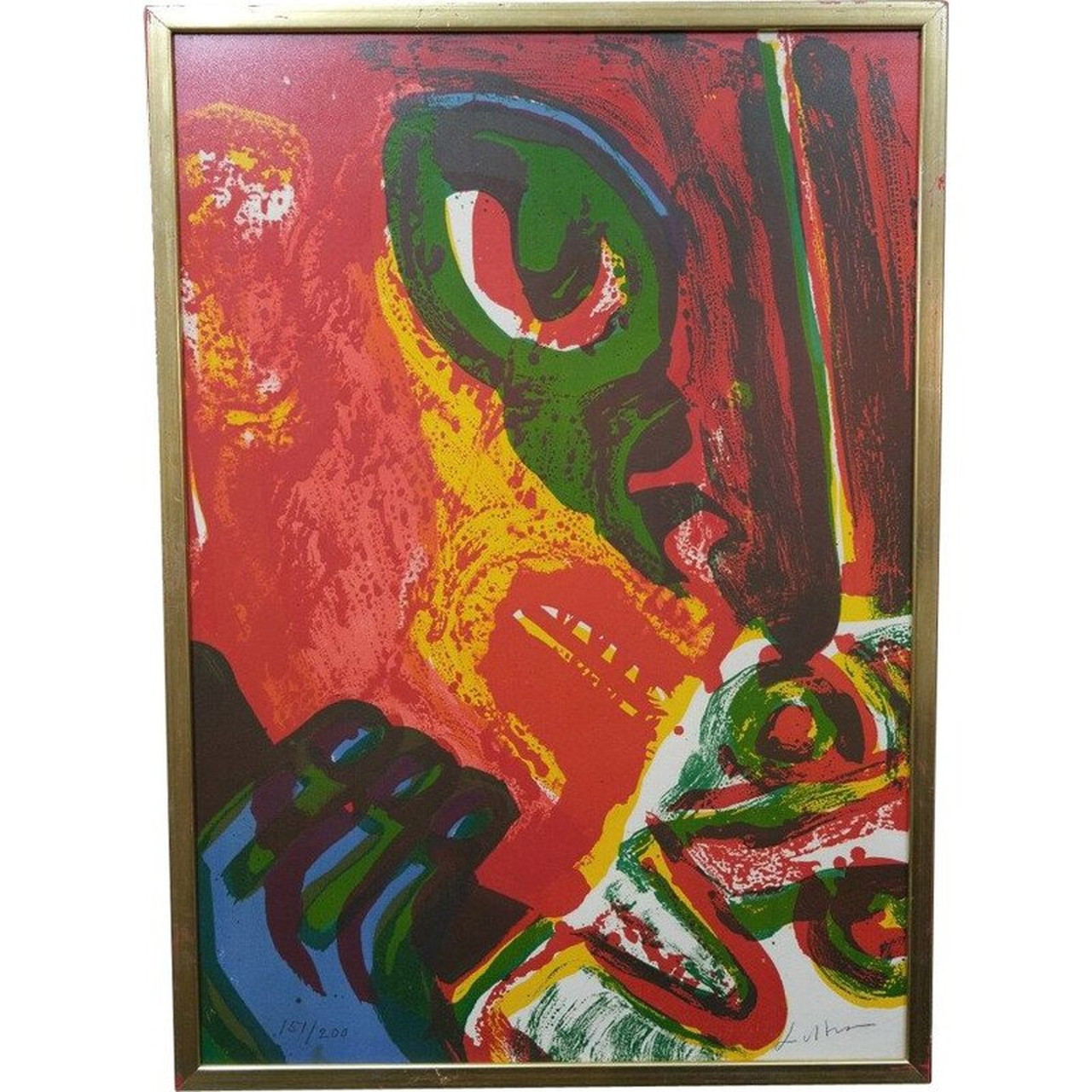 Original vintage abstract lithograph in color by Bengt Lindström, 1970 ...