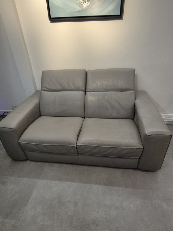 Natuzzi grey leather sofa store