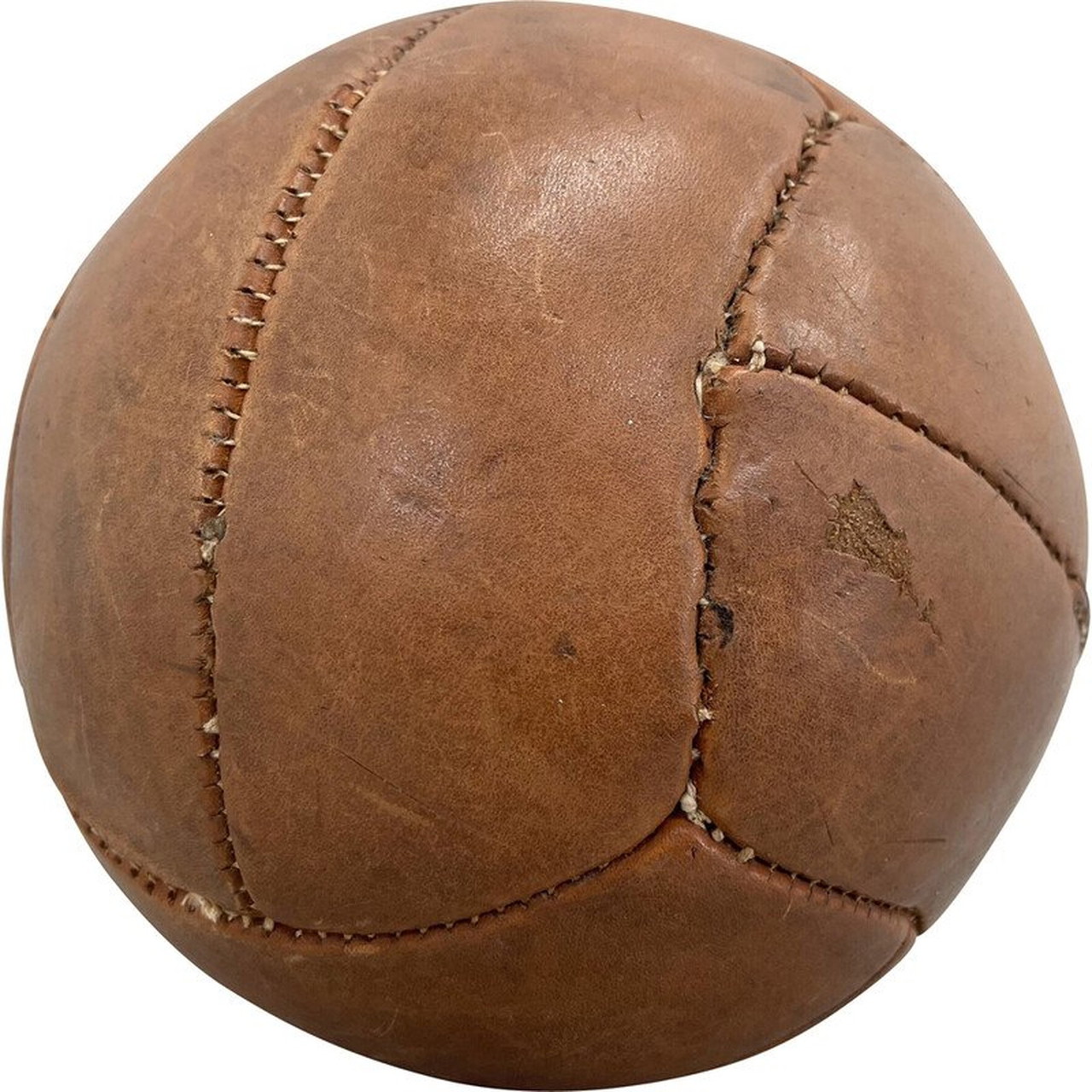 Vintage brown leather medicine ball, Czechoslovakia 1930 | €315 | Whoppah