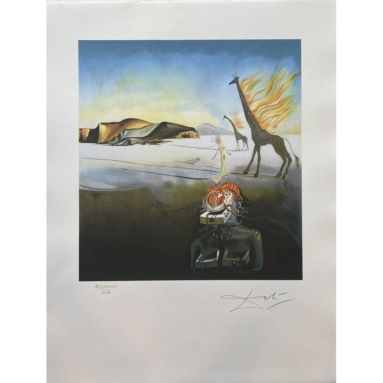 Vintage lithograph The flaming giraffe by Salvador Dali | €390 | Whoppah