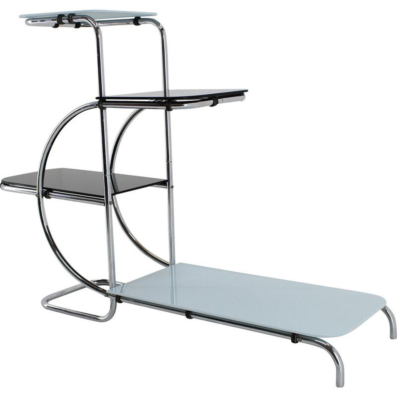 Vintage Bauhaus storage unit in chrome steel and opaxy glass ...