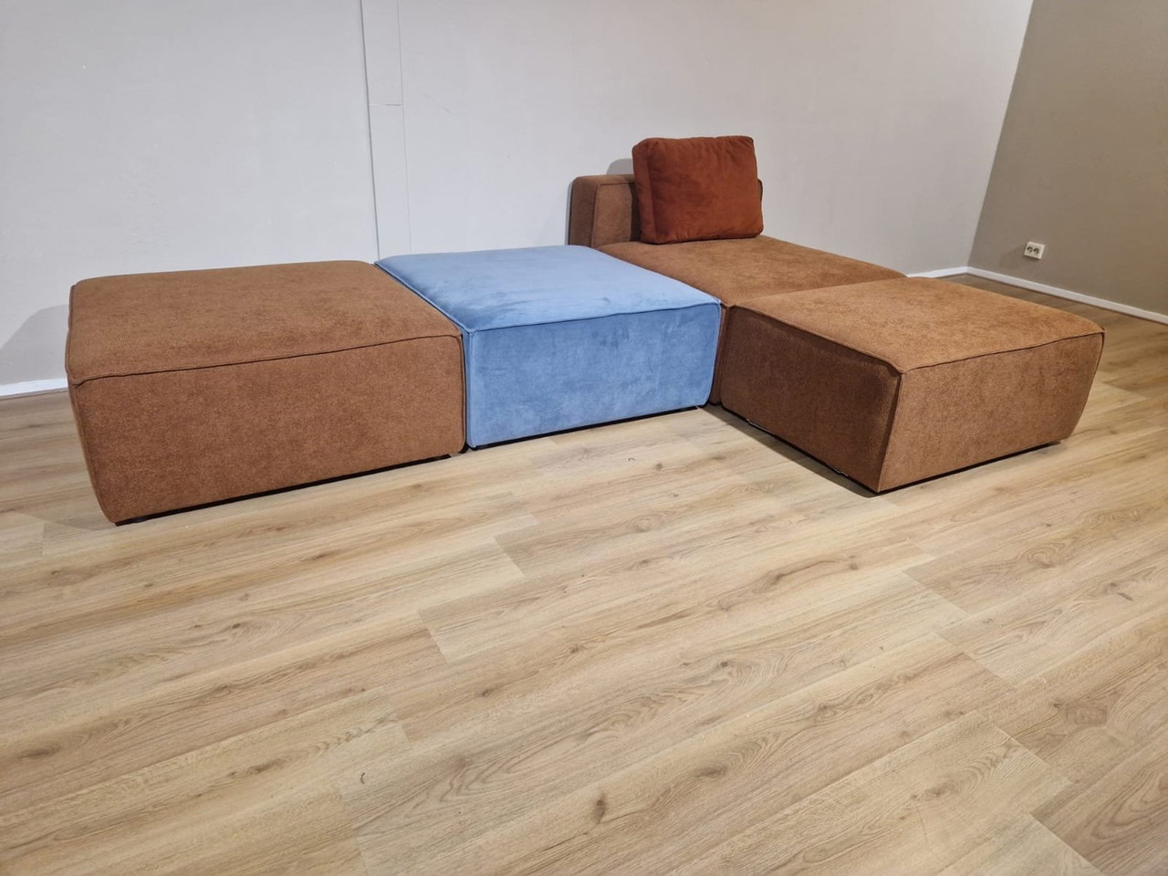 Studio Mik - Element bench - New - Brown - Blue - Fabric | €1,495 | Whoppah