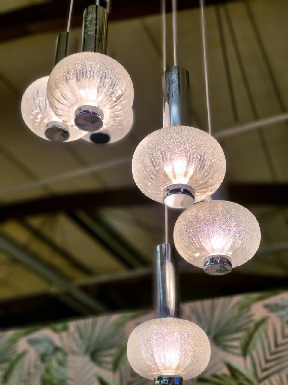 Vintage Luster Pendant Lamp Chrome / Glass Bulbs Sölken Leuchten | €425 ...