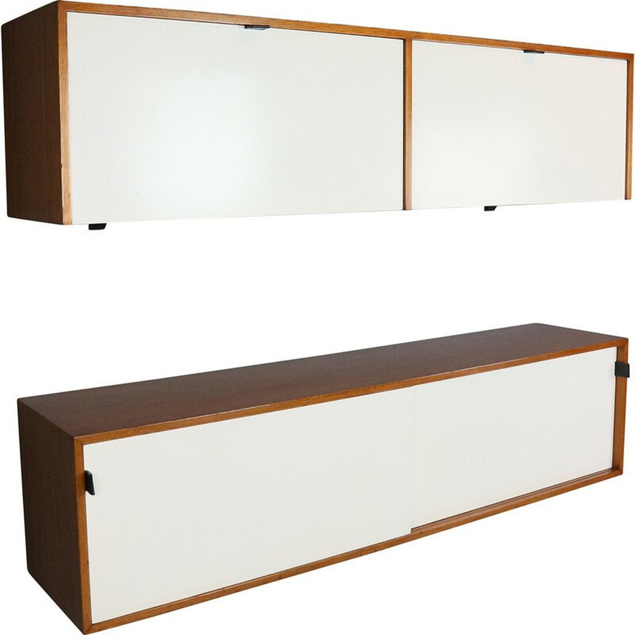 Pair of vintage walnut and formica storage cabinets by Florence Knoll ...