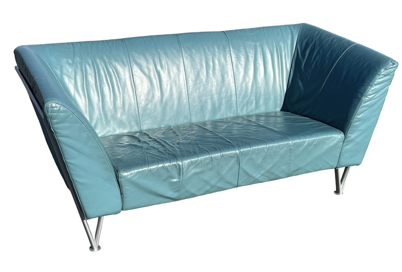 Postmodern Harvink Jazz sofa, 2-seater, turquoise leather | €200 | Whoppah