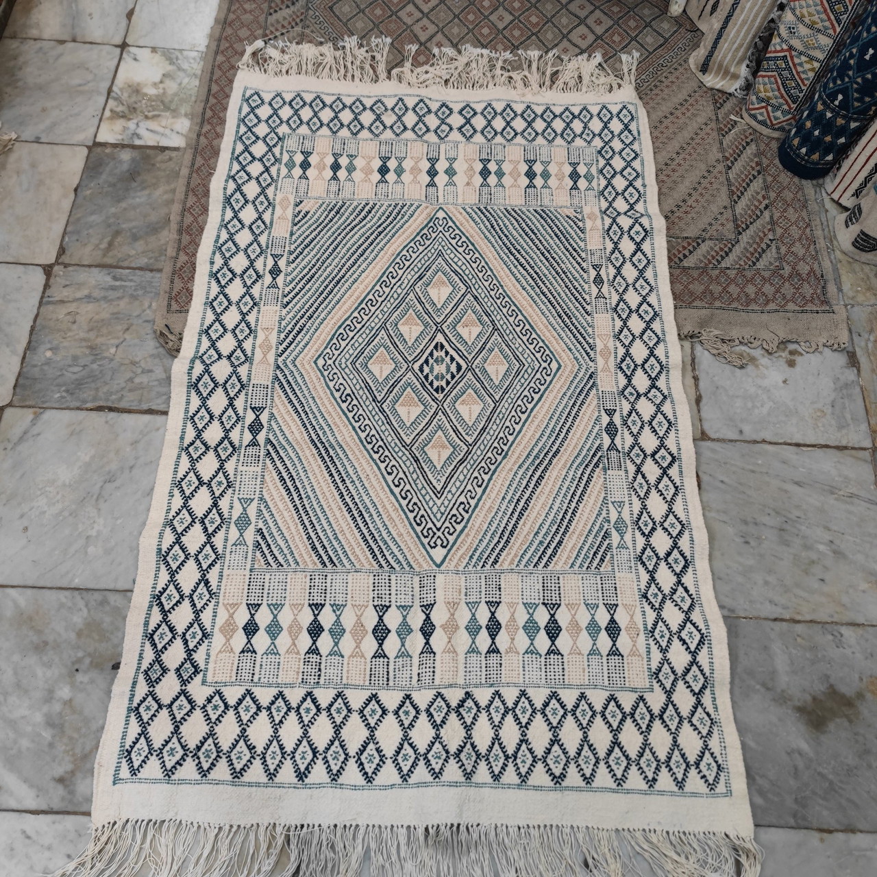 Natural Wool Hand-Woven Margoum Rug | €850 | Whoppah