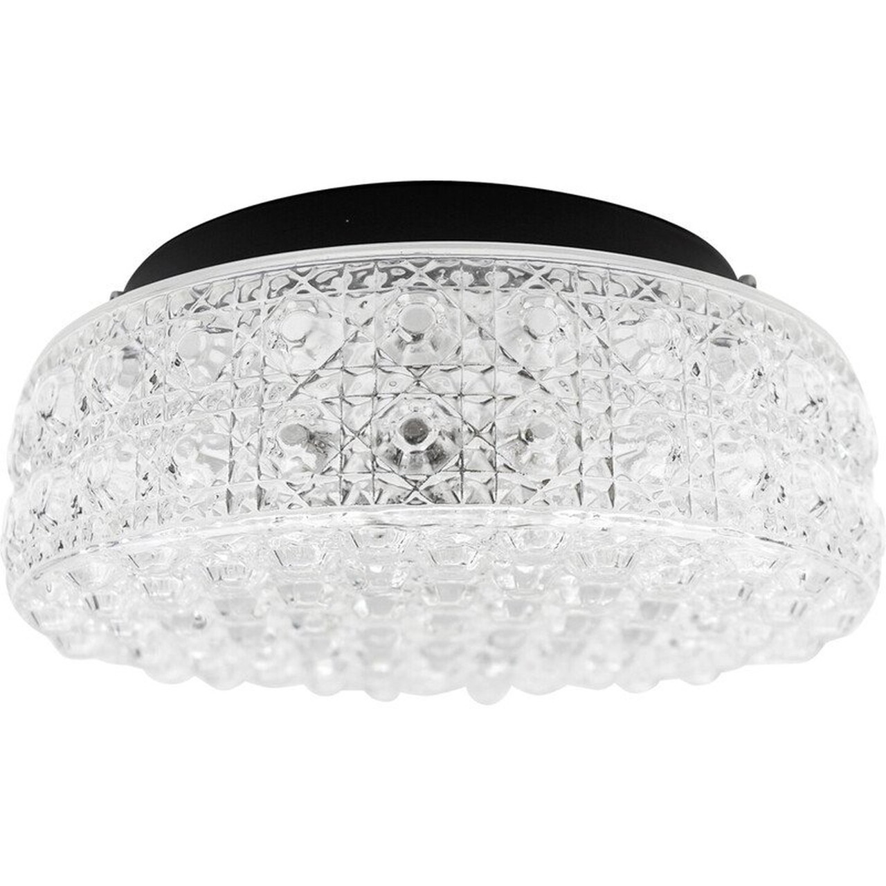 Vintage round ceiling lamp in glass with glossy buttons and metal ...