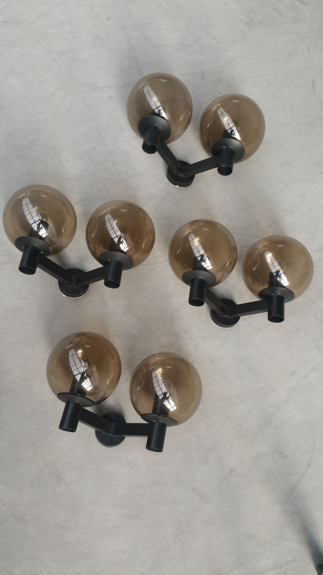 14x Vintage 70s Bega design wall lights smoked glass | €1,900 | Whoppah