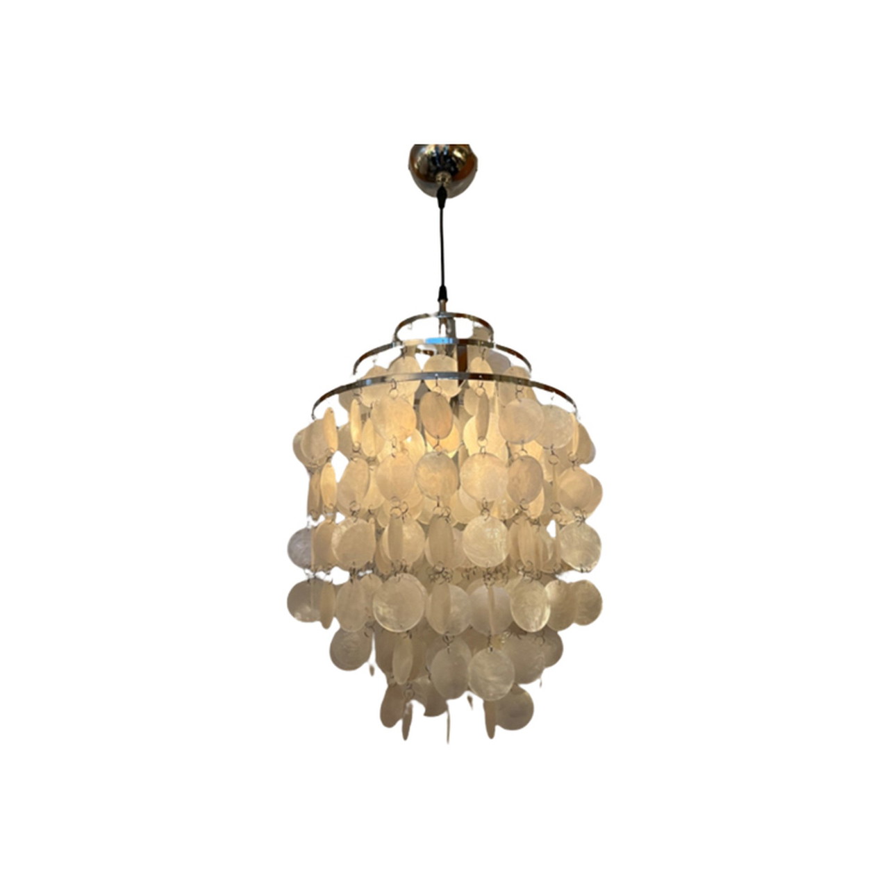 Vintage Capiz Shell Pendant Lamp Pearl Shell Chrome Frame | €245 | Whoppah