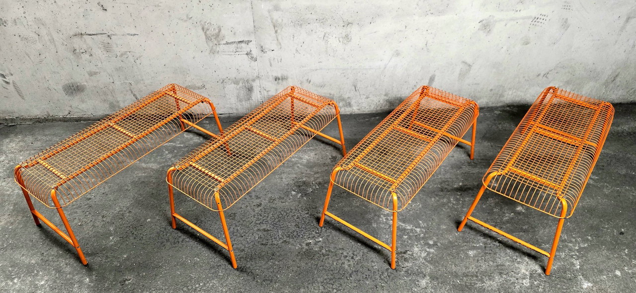 Ikea orange metal bench store